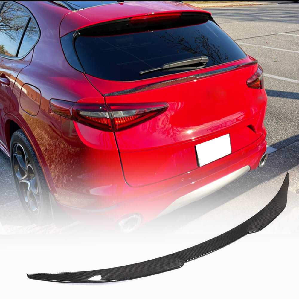 Alfa Romeo Stelvio Dry Carbon Fiber Rear Spoiler & Middle Window Wing ...
