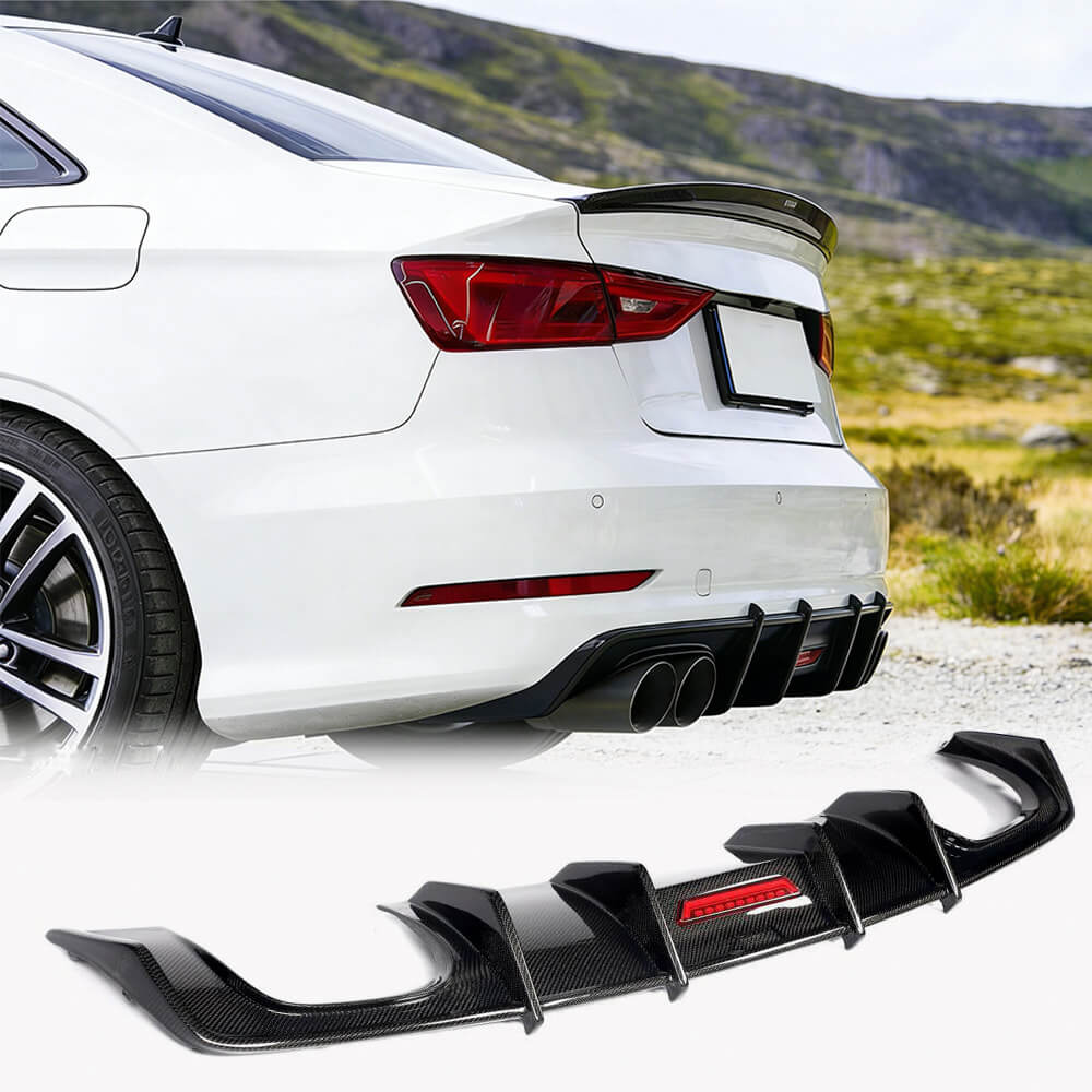 Audi A3 Sline/S3 Carbon Fiber Rear Bumper Diffuser Lip