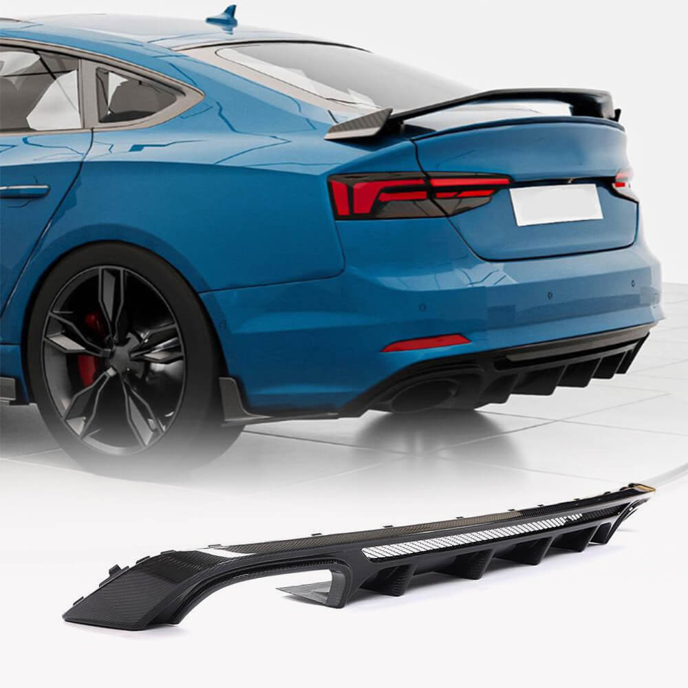 Audi A5 Sline S5 17-19 Carbon Fiber Rear Bumper Diffuser Valance Lip ...
