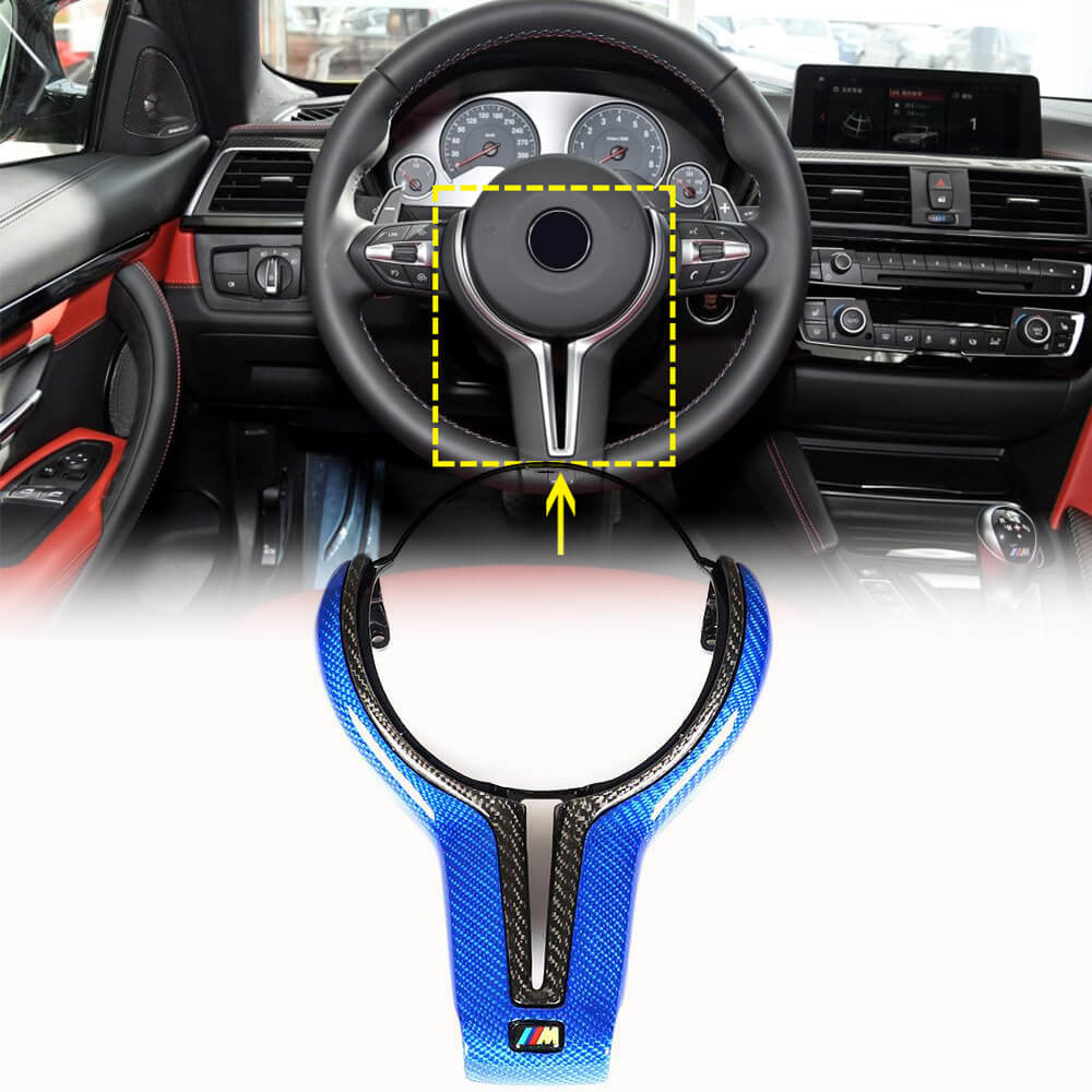BMW F80 M3 F82 F83 M4 Carbon Fiber Steering wheel Covers Interior ...