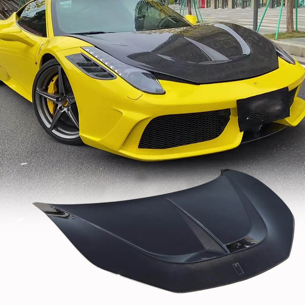 Ferrari 458 Italia Spider Carbon Fiber Engine Bonnet Hood Cover ...