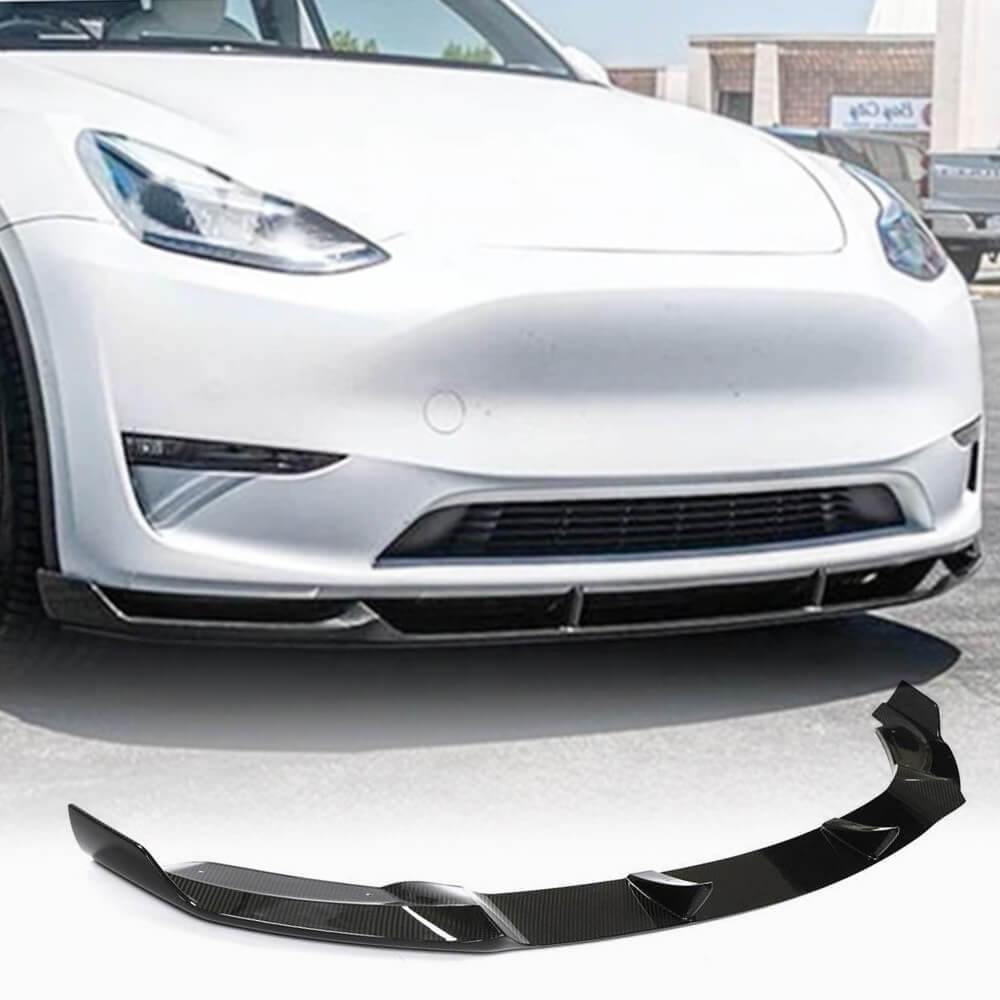 For Tesla Model Y Dry Carbon Fiber Front Bumper Lip Spoiler | Exterior ...