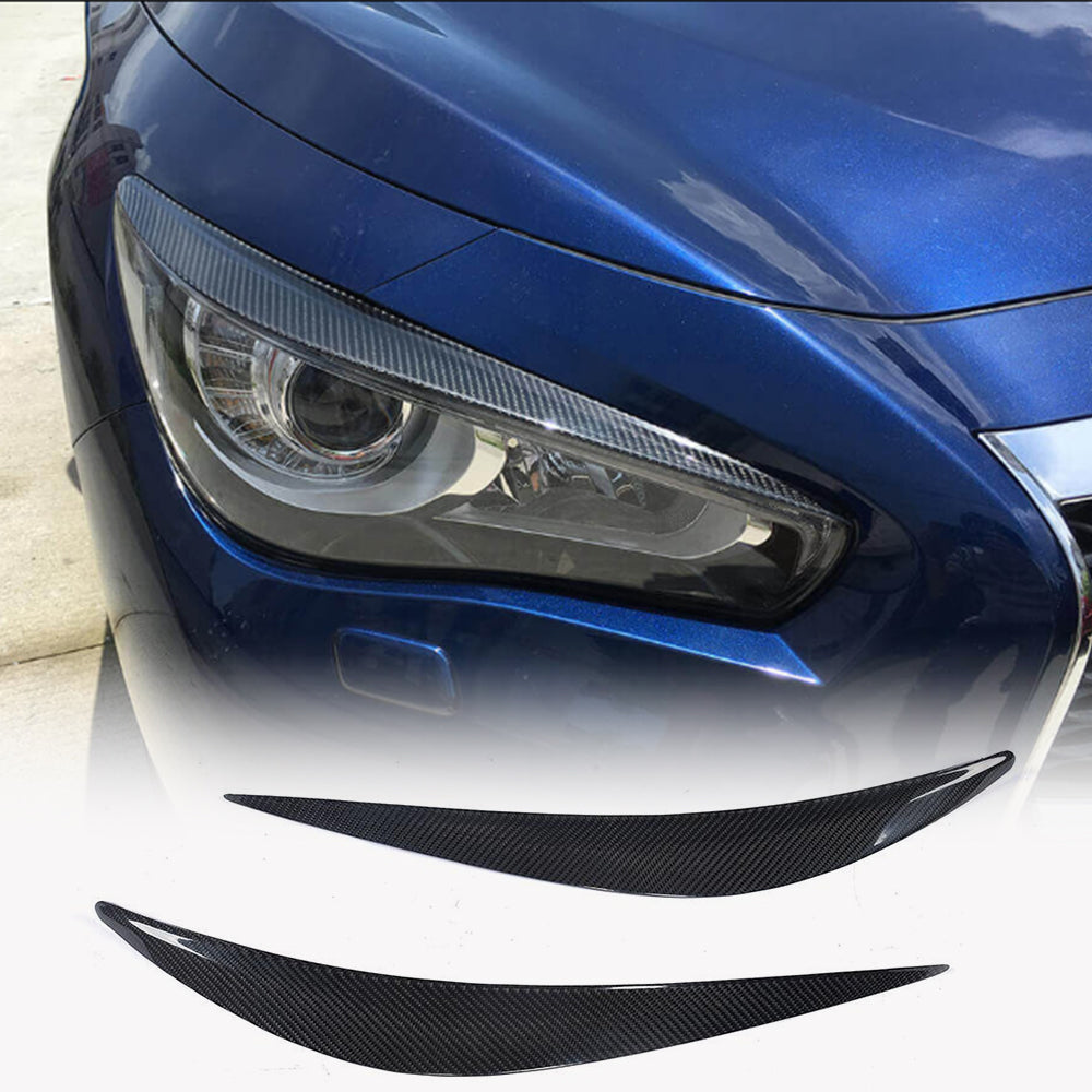 Infiniti Q50 Carbon Fiber Headlight Eyebrow Eyelids | Exterior Mods