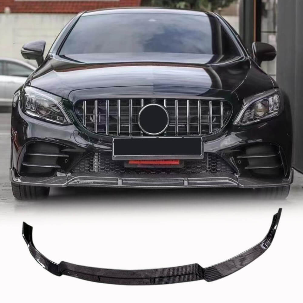 Mercedes Benz W205 C200 C300 Carbon Fiber Front Bumper Lip Spoiler ...