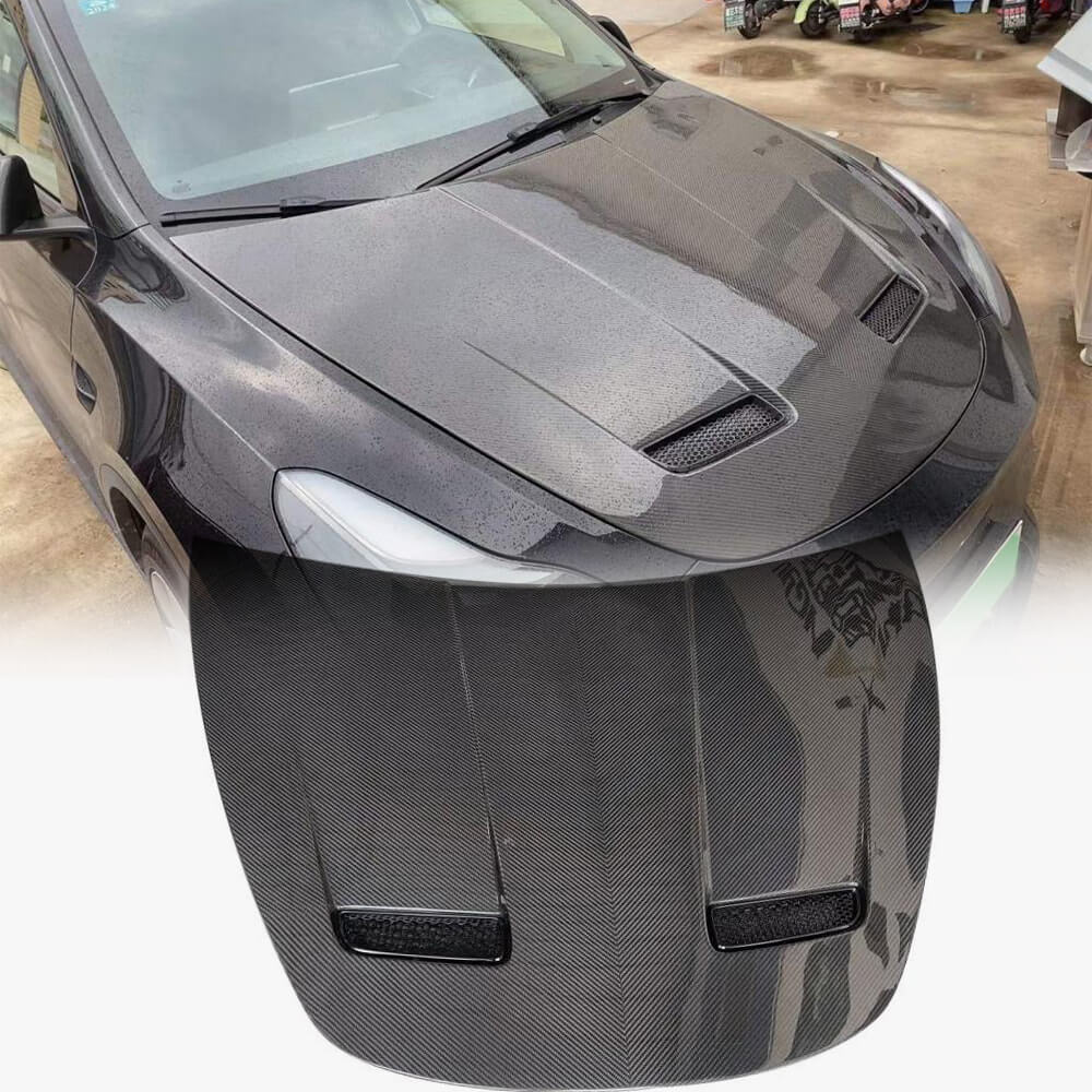 Tesla Model Y Carbon Fiber Engine Bonnet Hood Cover | Exterior Mods