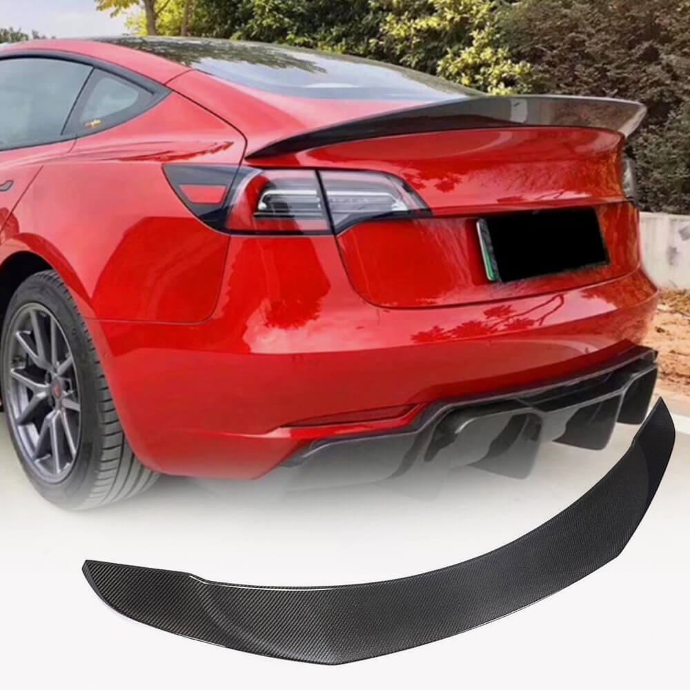 Tesla Model 3 Carbon Fiber Rear Spoiler | Efficiency Trunk Lip & Wing ...