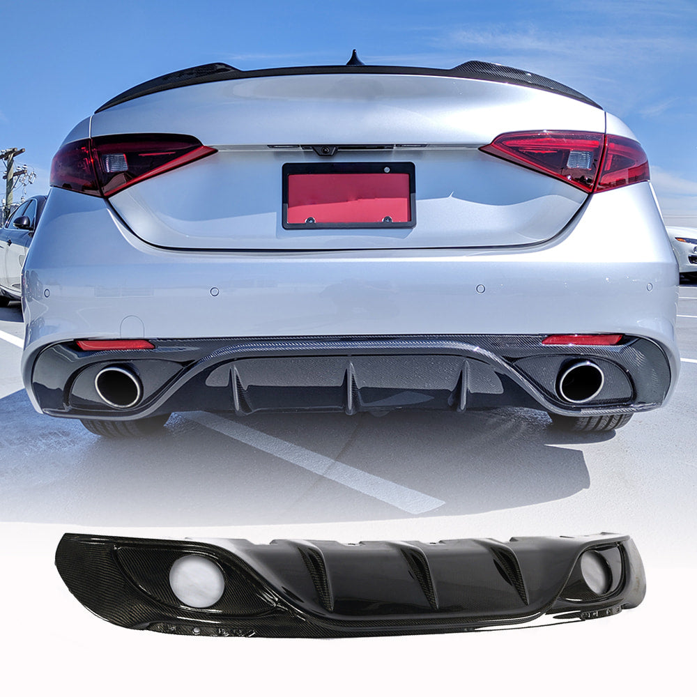 Alfa Romeo Giulia Carbon Fiber Rear Bumper Diffuser Lip | Exterior Mods