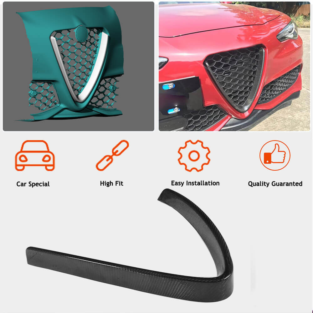 Alfa Romeo Giulia Real Carbon Fiber Front V Grill Trim | Exterior Mods