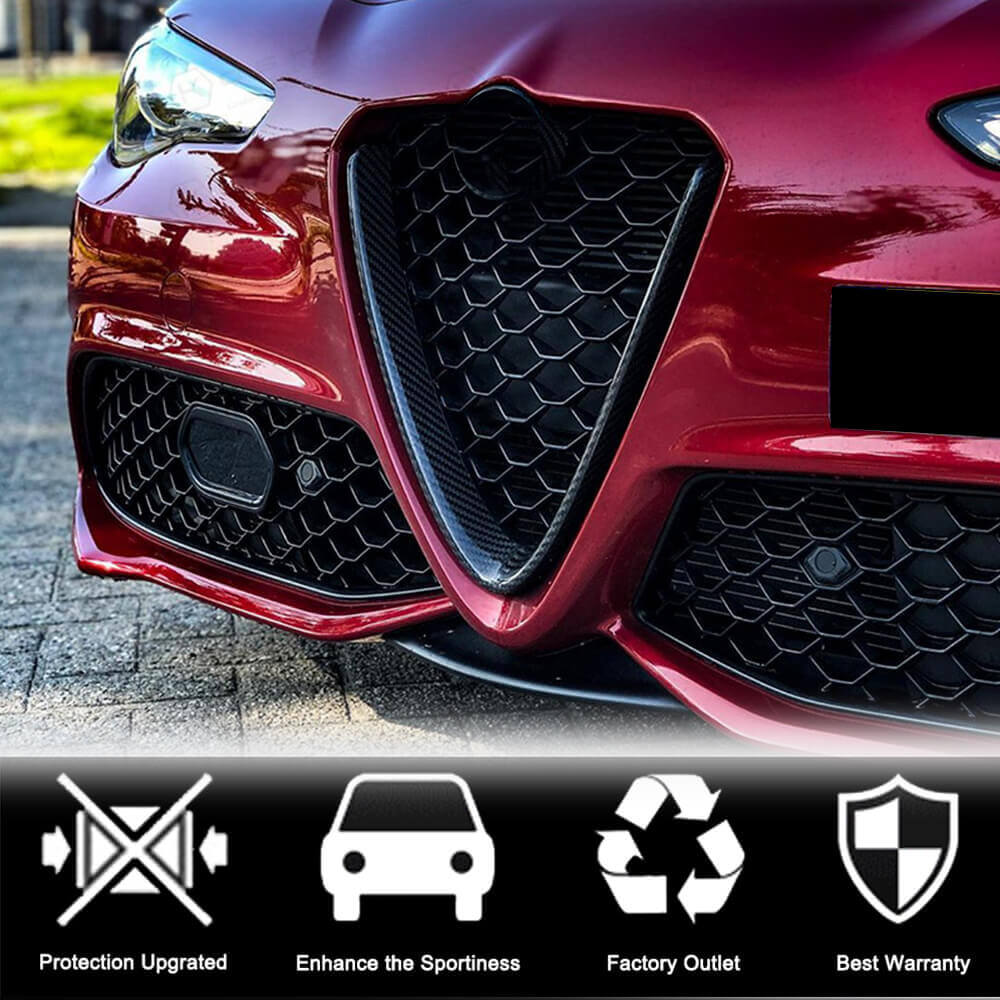 Alfa Romeo Giulia Real Carbon Fiber Front V Grill Trim | Exterior Mods
