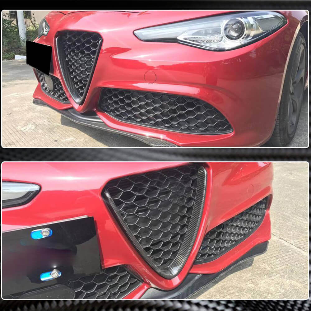 Alfa Romeo Giulia Real Carbon Fiber Front V Grill Trim | Exterior Mods