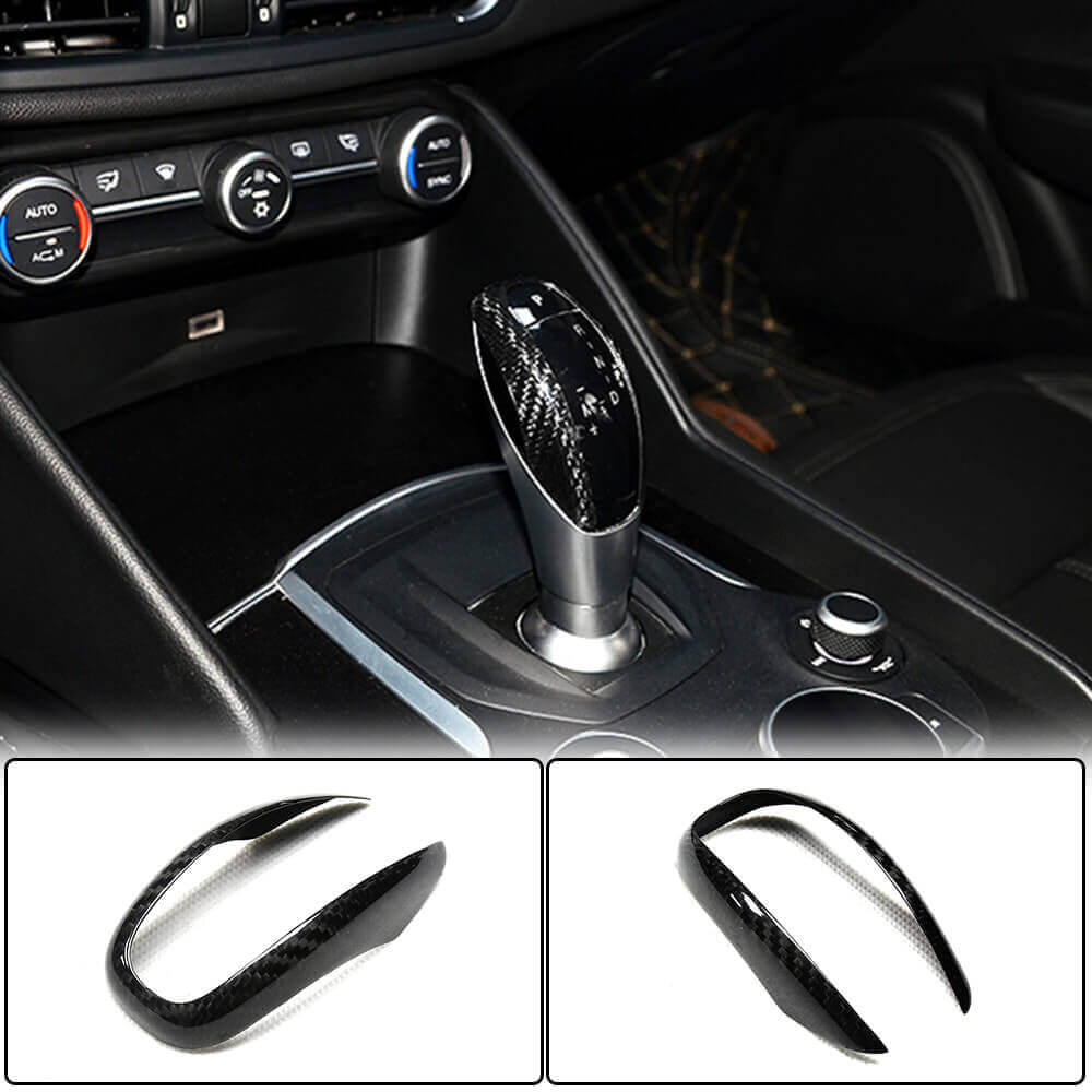 Alfa Romeo Giulia Dry Carbon Fiber Gear Shift Knob Head Cover Trim ...