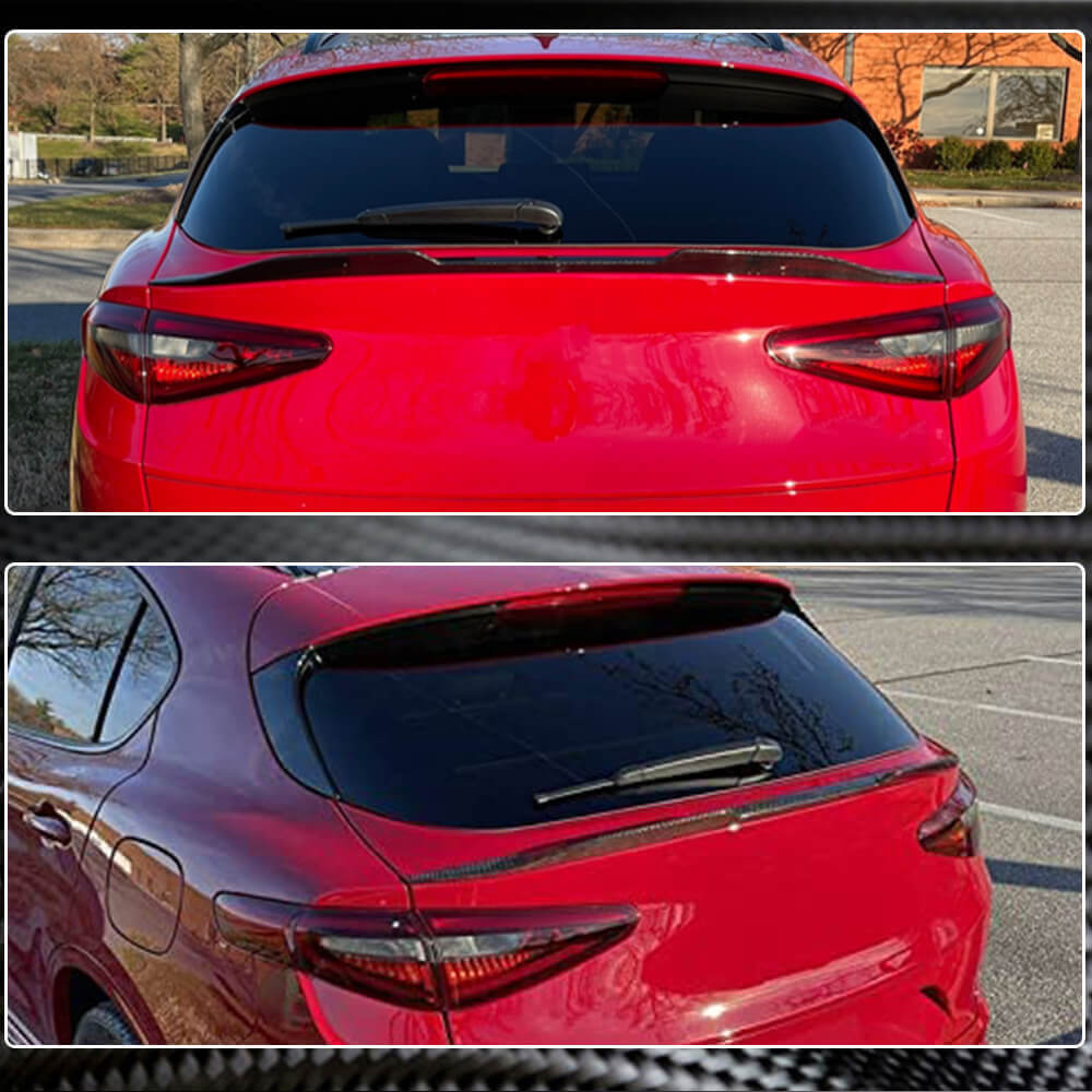 Alfa Romeo Stelvio Dry Carbon Fiber Rear Spoiler & Middle Window Wing ...