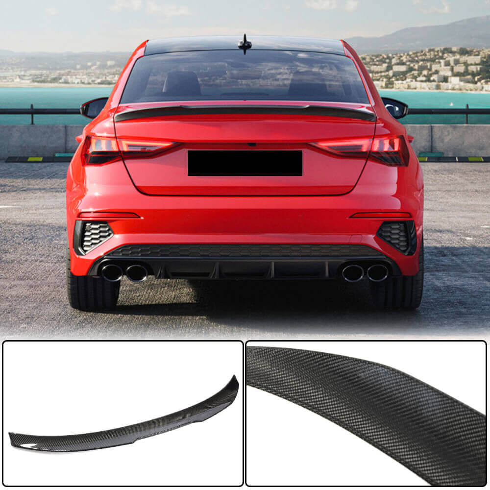 Audi A3 Sline S3 RS3 8Y Carbon Fiber Rear Spoiler Trunk Boot Wing Lip ...