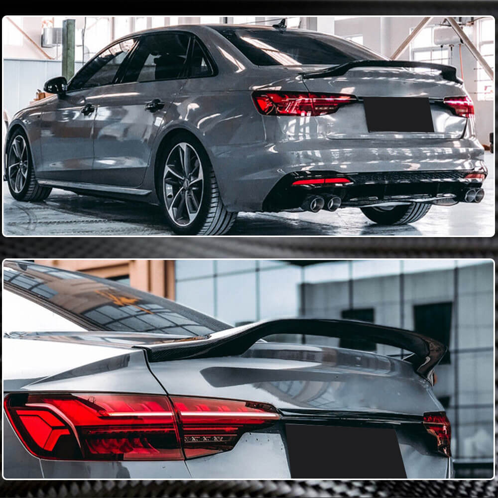 Audi A4 S4 B9 B9.5 Carbon Fiber Rear Trunk Spoiler Racing Wing Lip