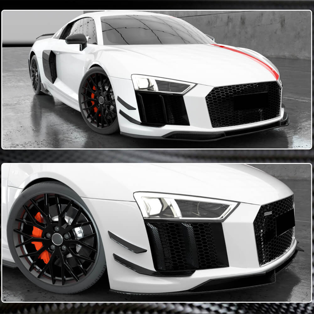 Audi R8 V10 Carbon Fiber Front Bumper Air Vent Fins | Retrofit, Custom ...