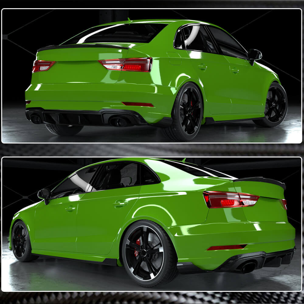 Audi RS3 8V.5 Sedan Facelift 2017-2019 Rear Bumper Diffuser Carbon ...