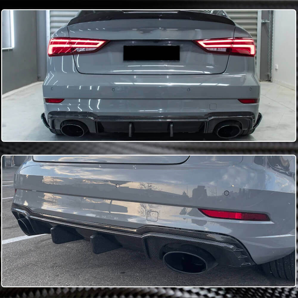 Audi RS3 8V.5 Sedan Facelift 2017-2019 Rear Bumper Diffuser Carbon ...