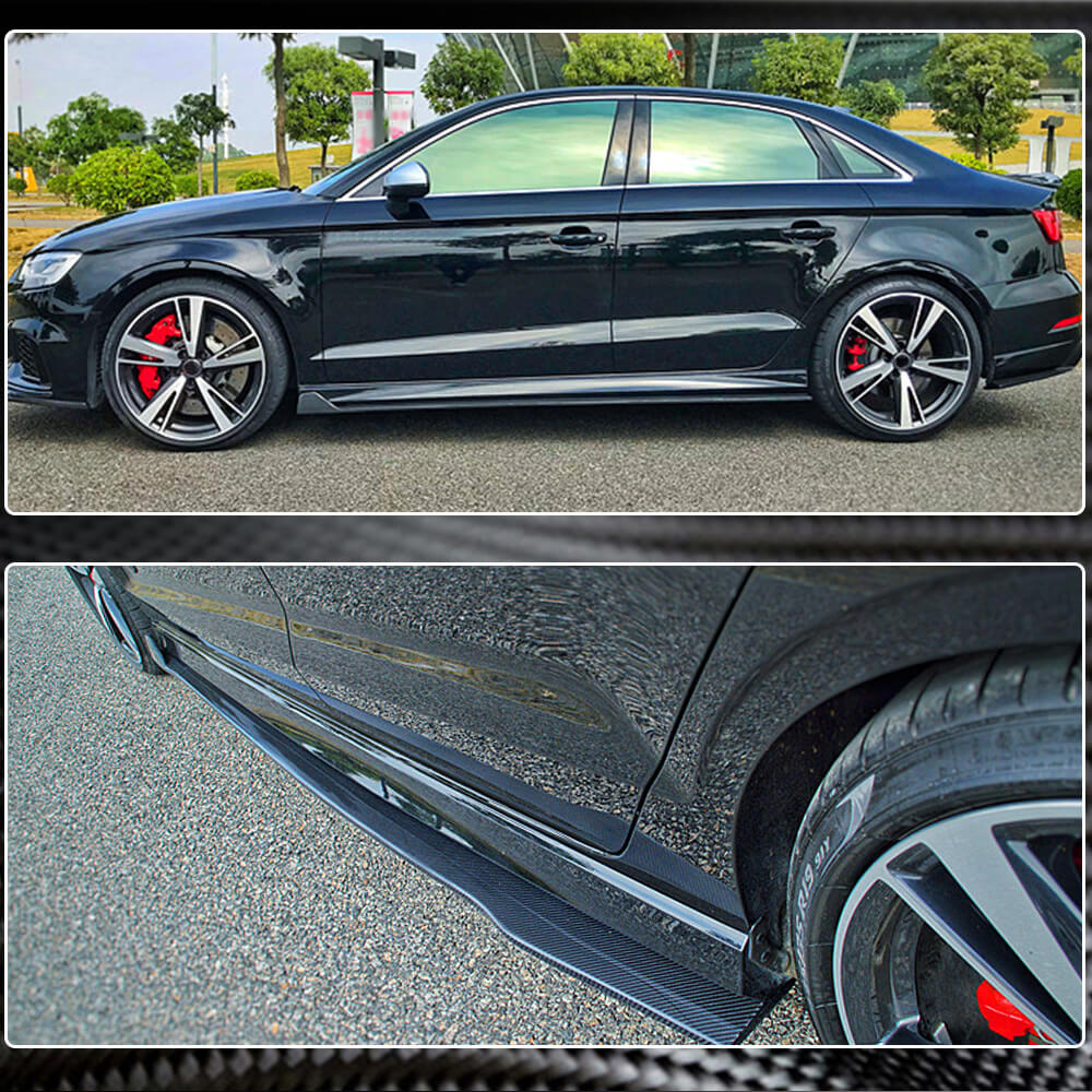 Audi RS3 Carbon Fiber Side Skirts Door Extension Lip | Exterior Mods