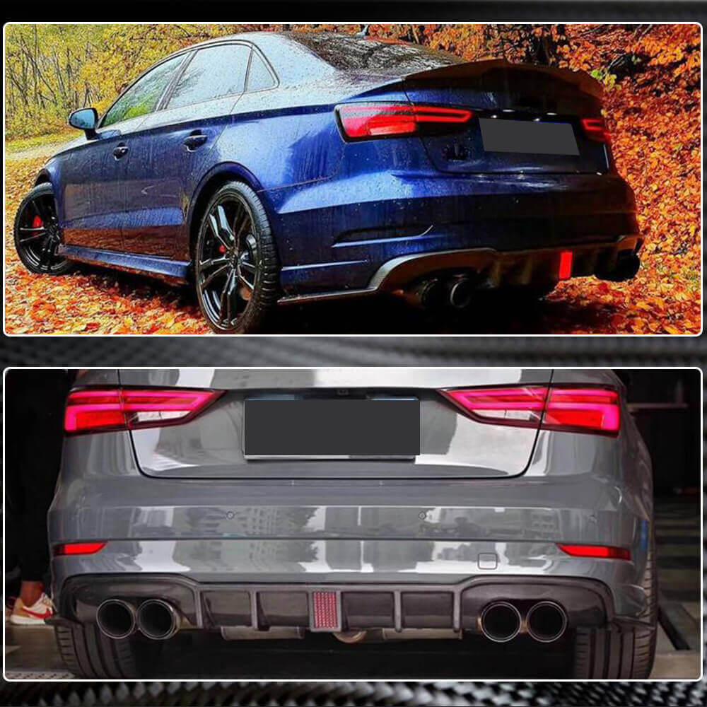 Audi RS3 8V.5 Carbon Fiber Rear Bumper Diffuser Lip | with Brake Light