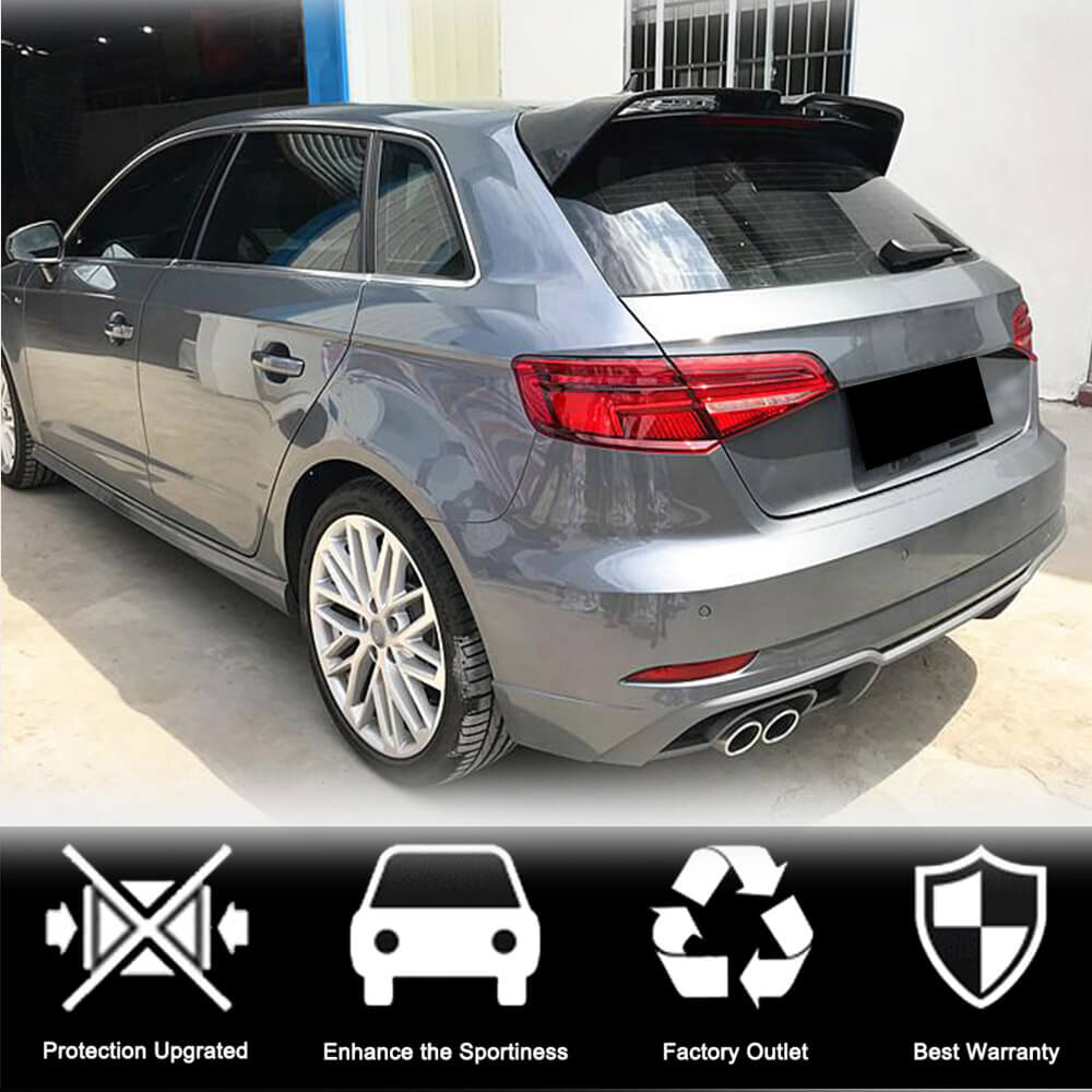 Audi S3 A3 Sline 8V Carbon Fiber Rear Roof Spoiler | Window Wing Lip ...