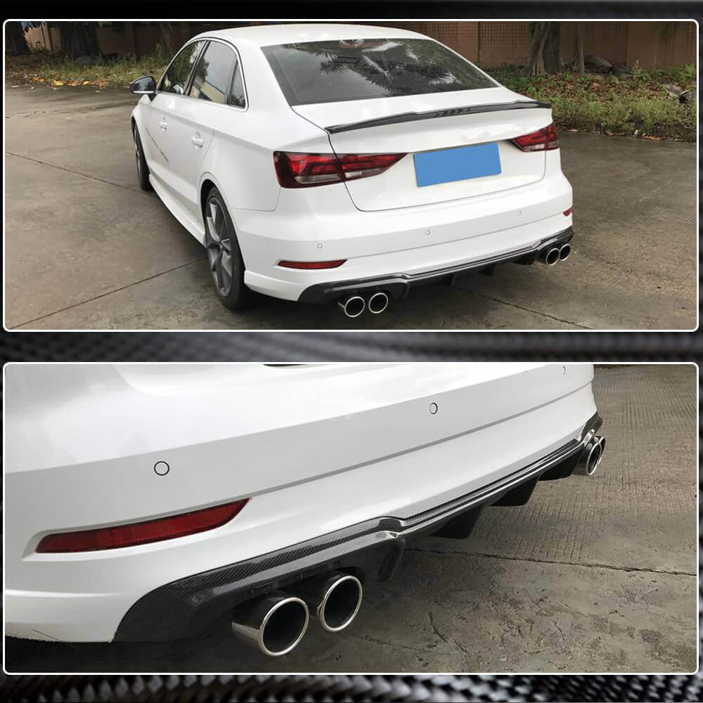 Audi A3 Sline S3 Facelift Carbon Fiber Rear Bumper Diffuser | RS Style ...