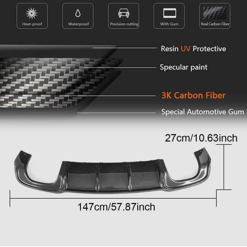 Audi A3 Sline S3 Facelift Carbon Fiber Rear Bumper Diffuser | RS Style ...
