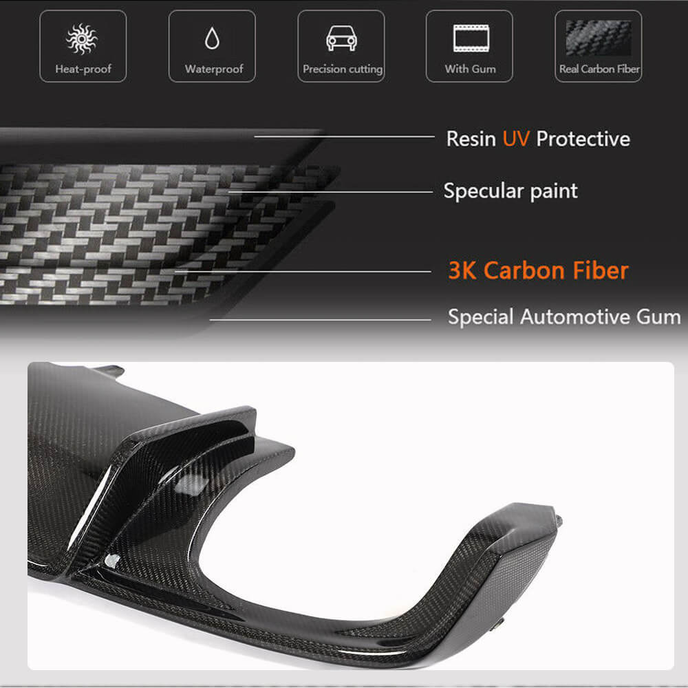 Audi S4 A4 B9 Sline Carbon Fiber Rear Bumper Diffuser Valance Lip
