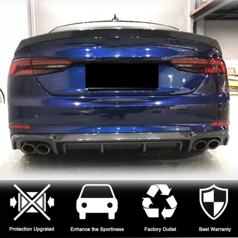 Audi S5 A5 B9 Sline 2017-2020 Real Carbon Fiber Rear Bumper Diffuser ...