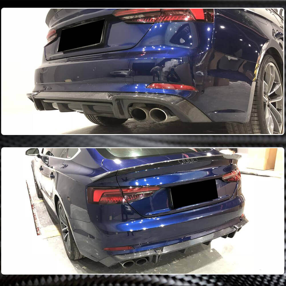 Audi S5 A5 B9 Sline 2017-2020 Real Carbon Fiber Rear Bumper Diffuser ...