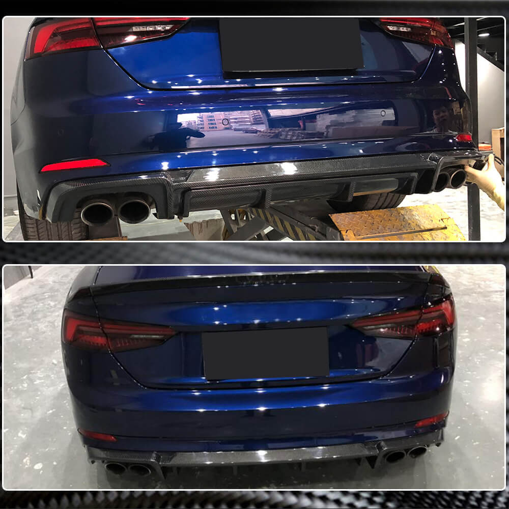 Audi S5 A5 B9 Sline 2017-2020 Real Carbon Fiber Rear Bumper Diffuser ...