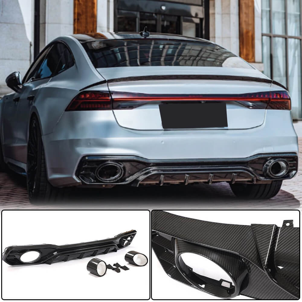 Audi S7 A7 Sline C8 Dry Carbon Fiber Rear Bumper Diffuser Valance Lip
