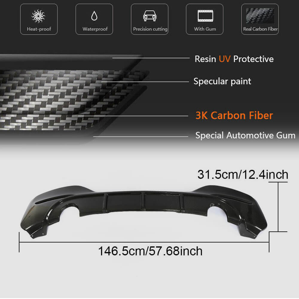 BMW 1 Series F20 F21 M135i M140i Carbon Fiber Rear Bumper Diffuser Lip