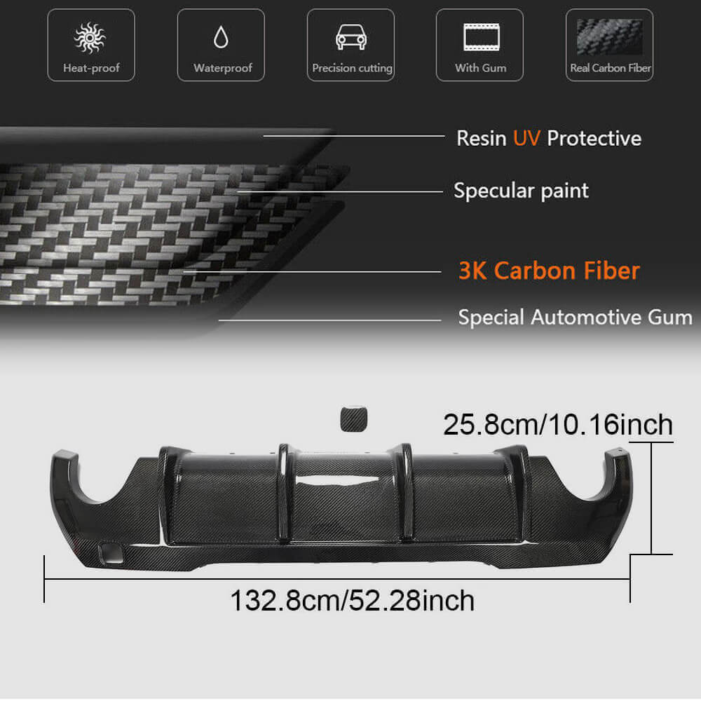 BMW 1 Series F40 118i M Sport Carbon Fiber Rear Bumper Diffuser Lip