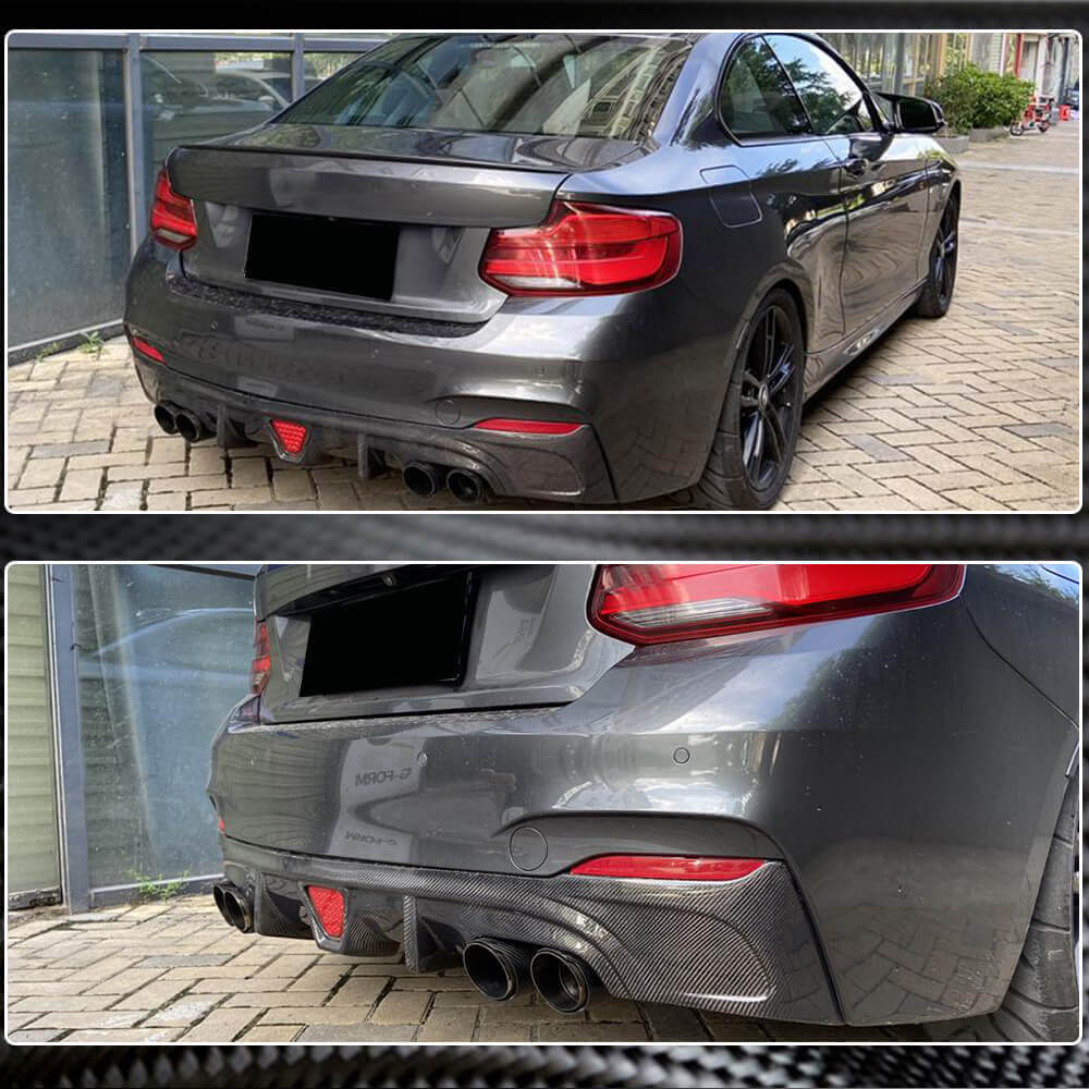 BMW F22 F23 M235i M240i Carbon Fiber Rear Bumper Diffuser Valance Lip ...