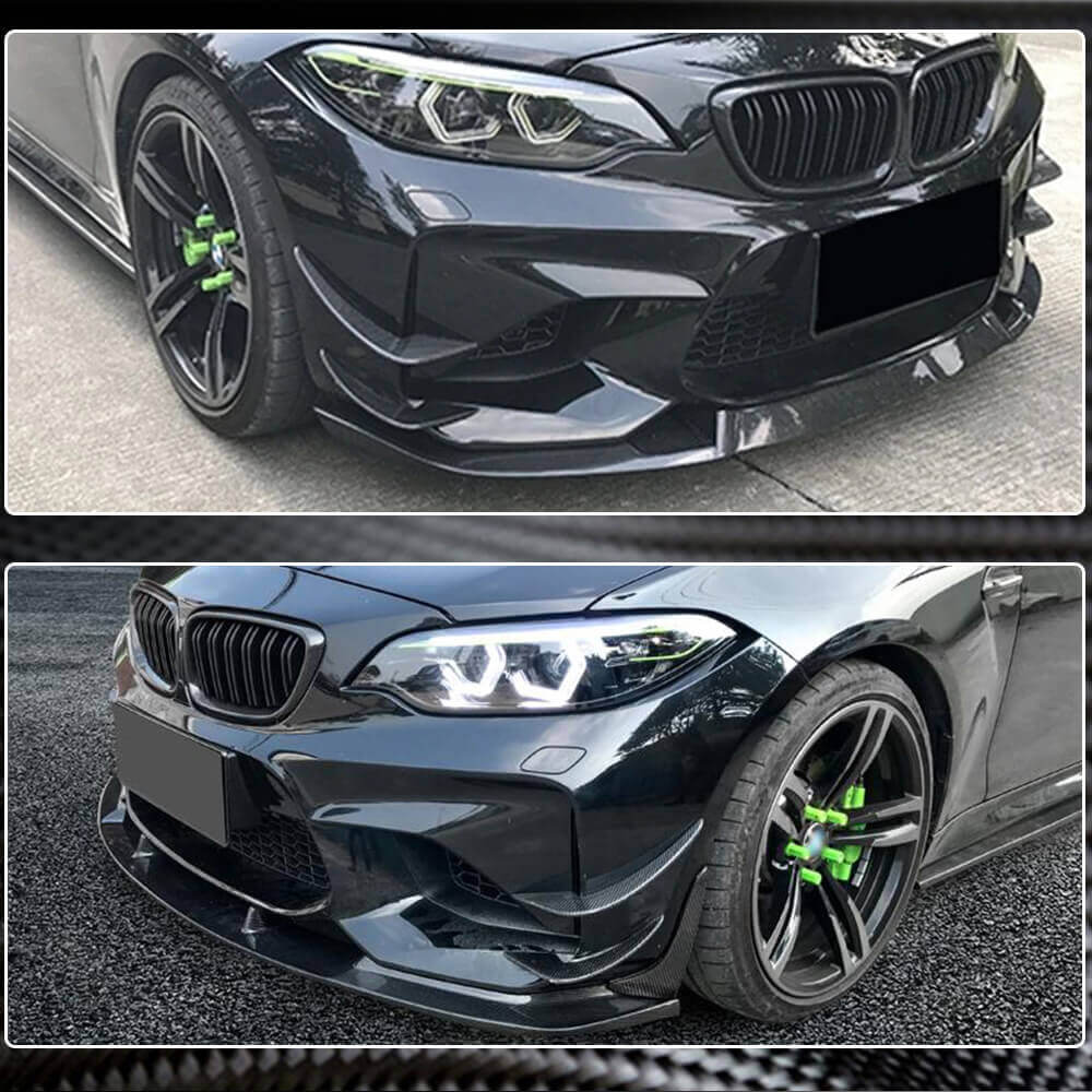 BMW 2 Series F87 M2 Carbon Fiber Front Bumper Canards Air Vent Fins
