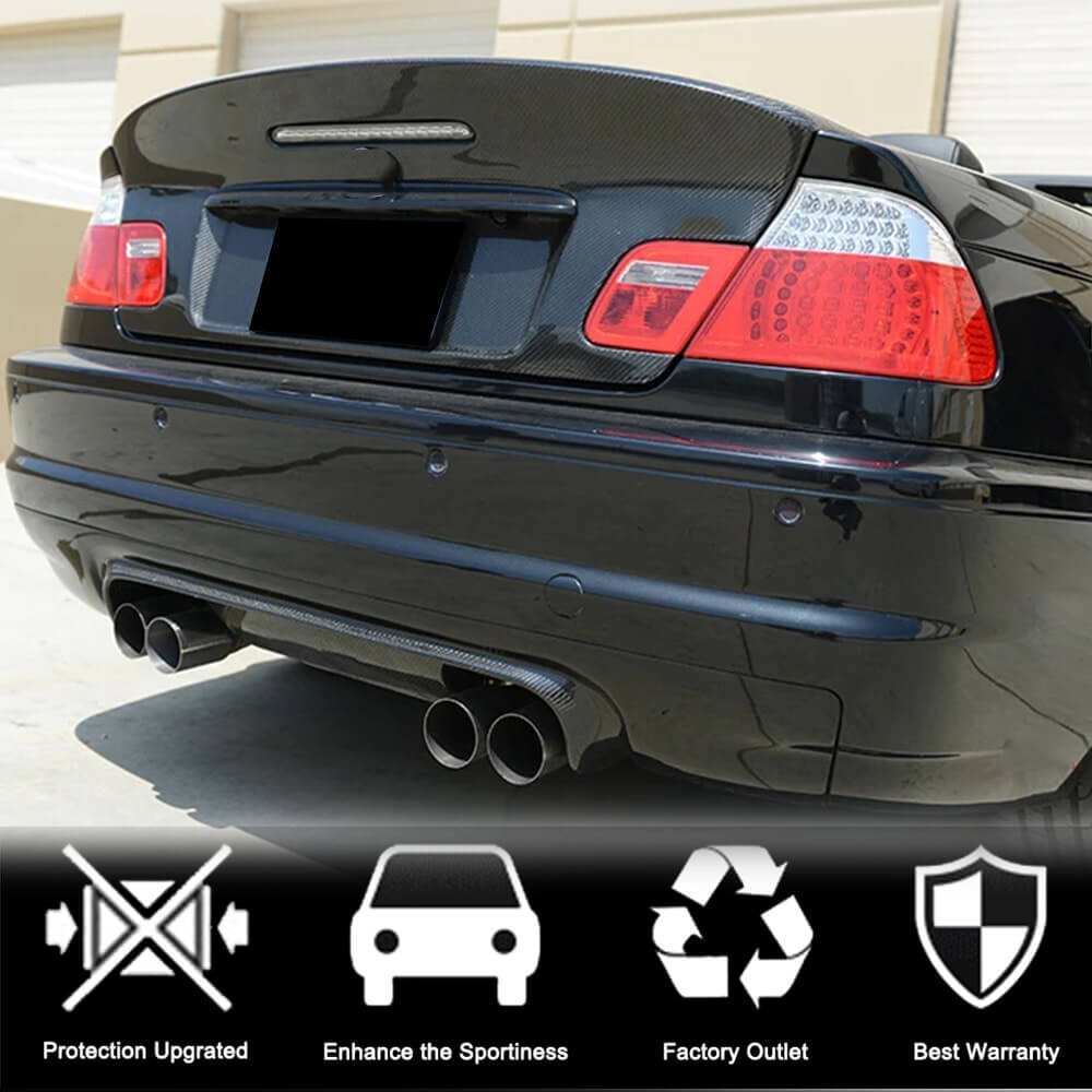 BMW E46 M3 Half Carbon Fiber Rear Diffuser Valance Lip | Exterior Mods
