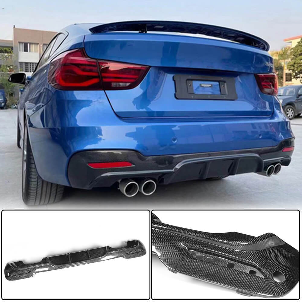 BMW F34 328i 340i M Sport Carbon Fiber Rear Bumper Diffuser Valance Lip