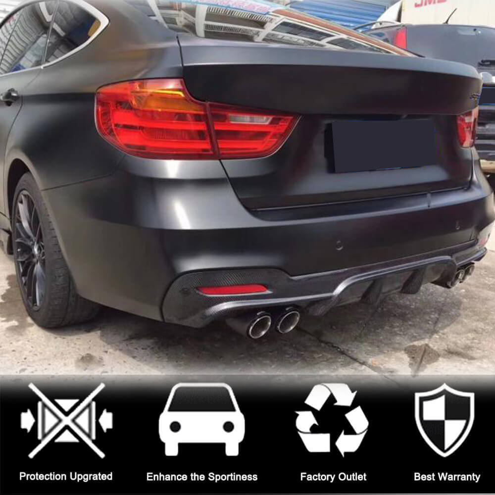 BMW F34 328i 340i M Sport Carbon Fiber Rear Bumper Diffuser Valance Lip