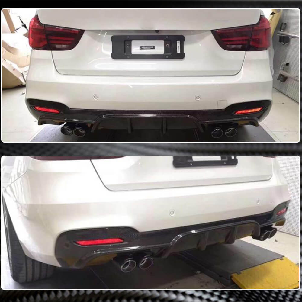 BMW F34 328i 340i M Sport Carbon Fiber Rear Bumper Diffuser Valance Lip