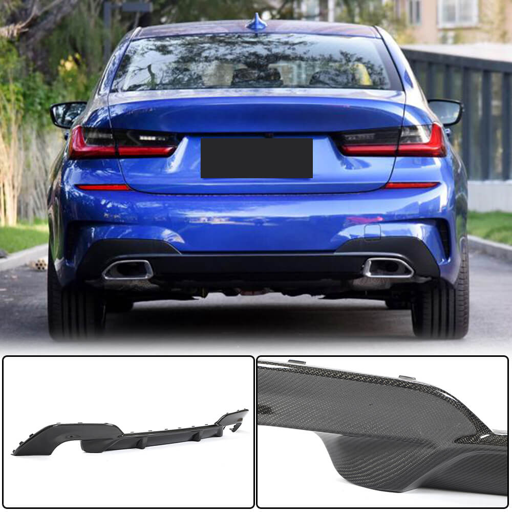 BMW G20 320i 330i M-sport M-tech Carbon Fiber Rear Bumper Diffuser Lip ...