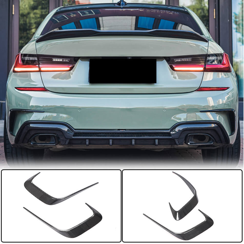 BMW G20 330i M340i Dry Carbon Fiber Rear Bumper Air Fender Vent Fins