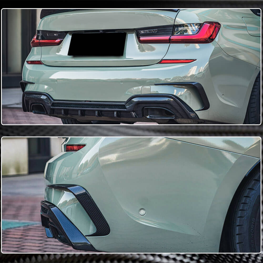 BMW G20 330i M340i Dry Carbon Fiber Rear Bumper Air Fender Vent Fins