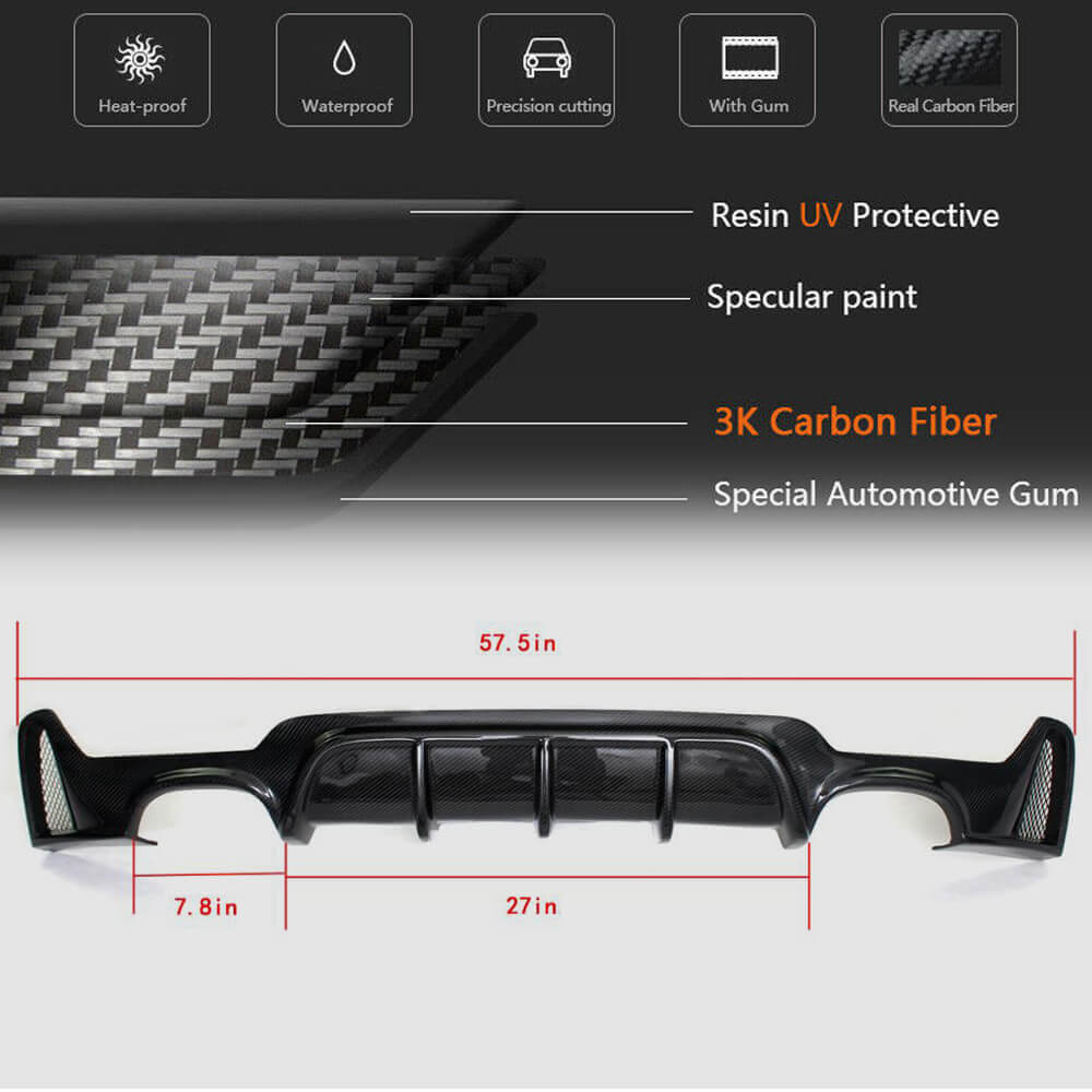 BMW F32 F33 F36 430i 440i Carbon Fiber Rear Diffuser | Exterior Mods ...