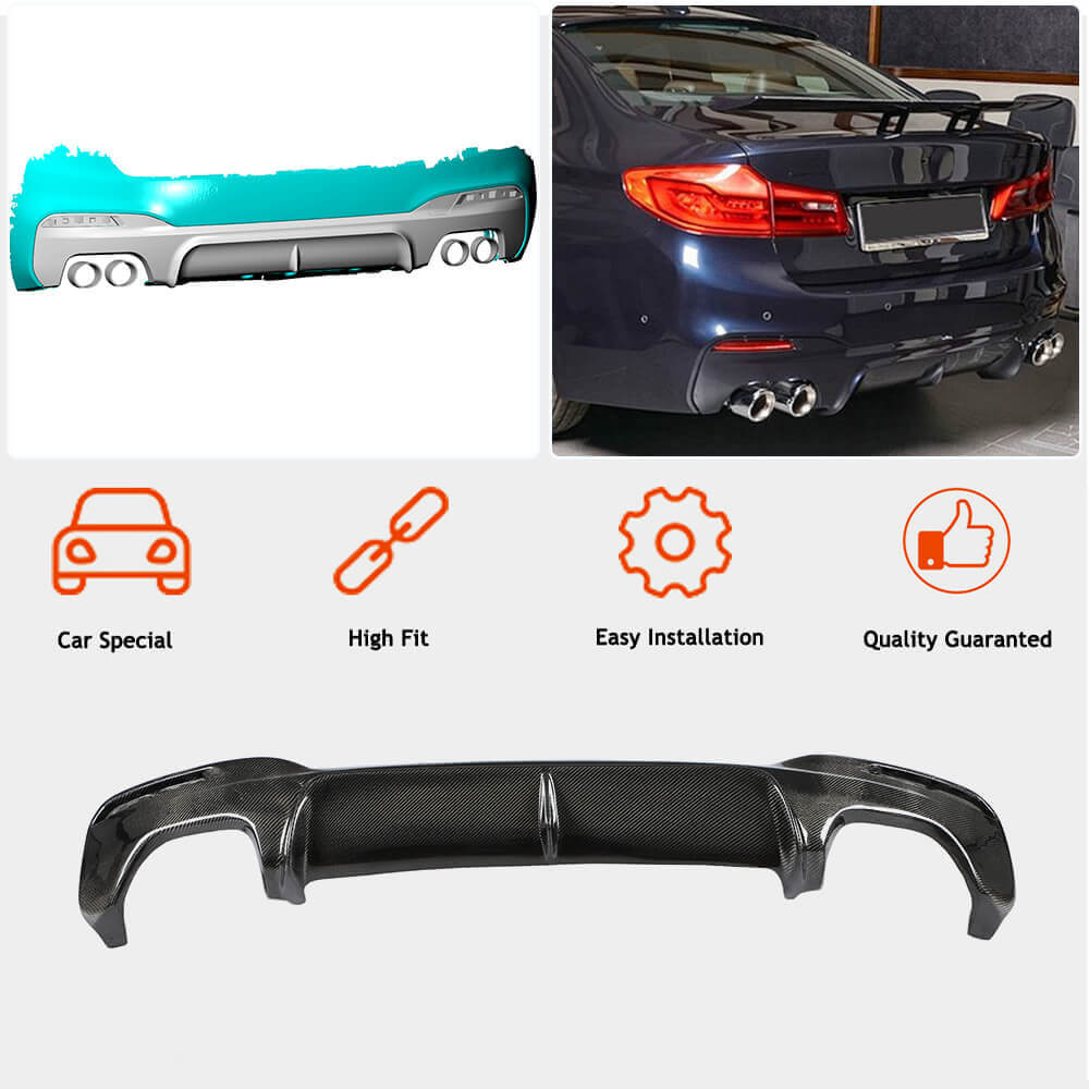 BMW G30 540i M550i Carbon Fiber Rear Bumper Diffuser | Exterior Mods