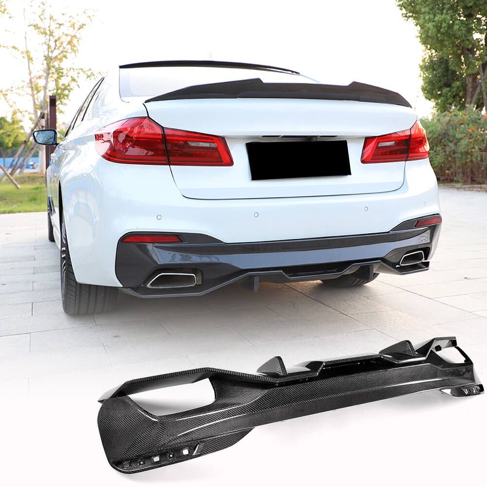 BMW 5 Series G30 530i M550i MP Carbon Fiber Rear Bumper Diffuser Lip ...