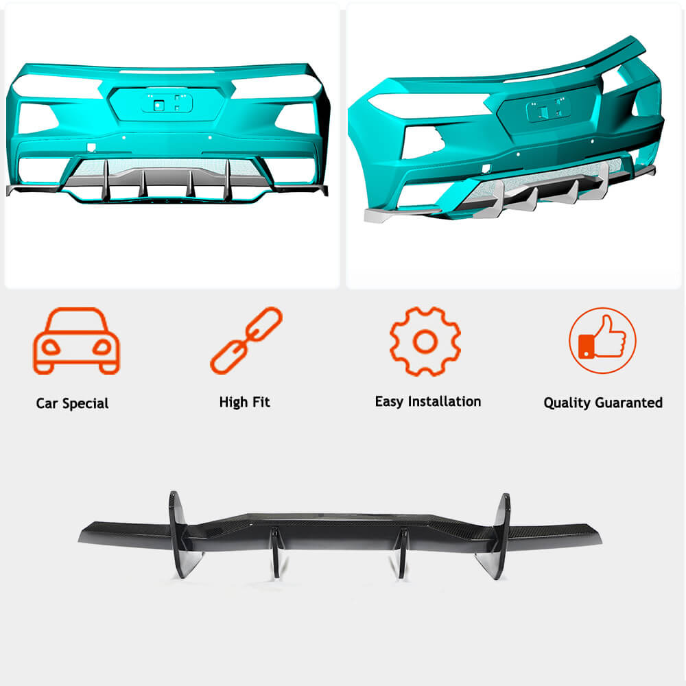 Chevrolet Corvette C8 Stingray Carbon Fiber Rear Bumper Diffuser ...