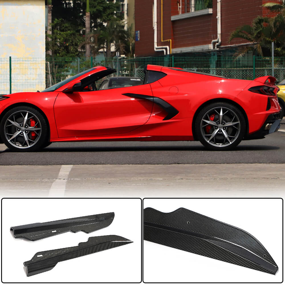 Chevrolet Corvette C8 Carbon Fiber Side Skirts Extension Splitters