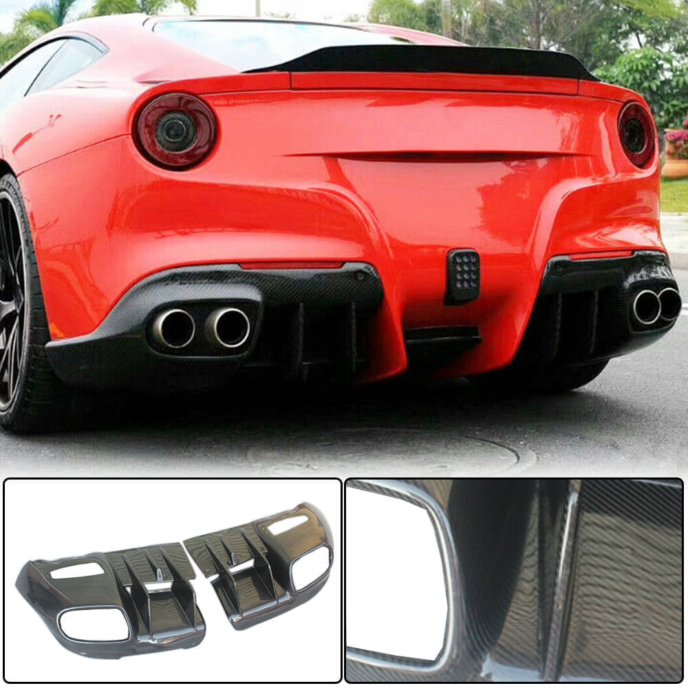 Ferrari F12 Berlinetta Carbon Fiber Rear Diffuser Lip Bumper Splitter ...