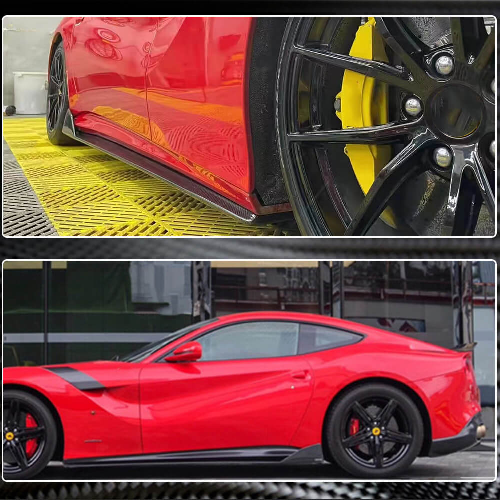 Ferrari F12 Berlinetta Carbon Fiber Side Skirts Extension Lip Splitter