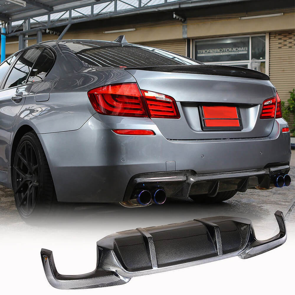 BMW F10 550I M Sport Carbon Fiber Rear Bumper Diffuser Lip | DTM Style ...